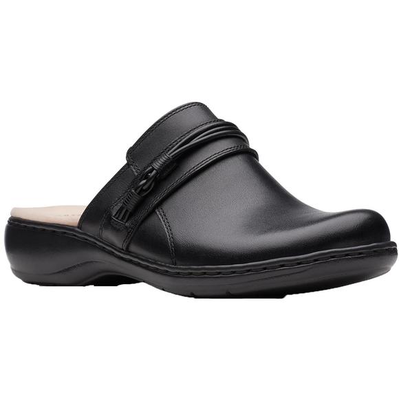 Clarks | Shoes | Clarks Womens Leisa Clover Black Leather Slip On Clogs ...